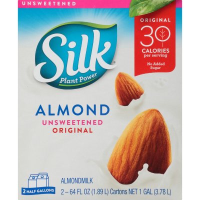 Silk Unsweetened Original Almond Milk (half gallon, 2 pk.) - Sam's Club