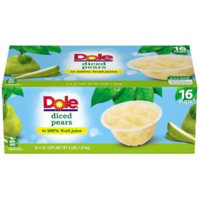 Dole Fruit Bowls Diced Pears in 100% Fruit Juice (4 oz., 16 ct.) - Sam ...