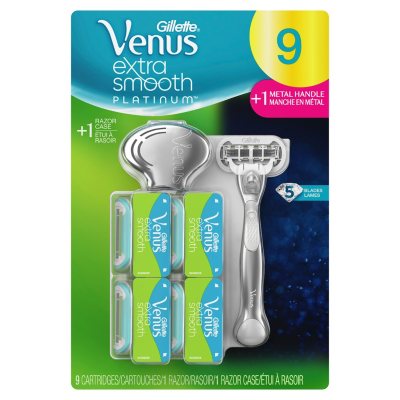 Venus Extra Smooth Platinum Razor, Handle + 9 Blade Refills + Razor ...