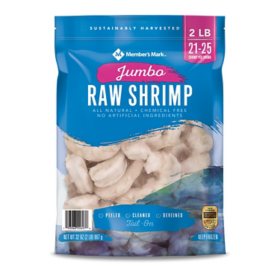 Member's Mark Raw Jumbo Shrimp, Frozen (2 lb. bag, 21 - 25 shrimp per ...