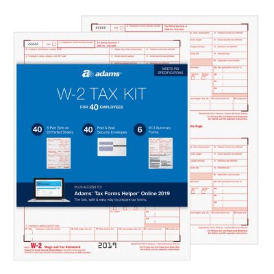 Adams® W-2 Tax Forms Kit For 40 Employees With Tax Forms Helper® Online ...
