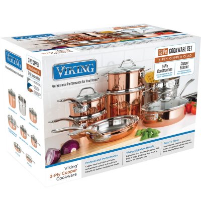 Viking 13-Piece Tri-Ply Copper Cookware Set (Pallet Buy of 12 Units ...
