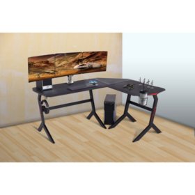 L-Shaped Gaming Desk for 3 Monitors, 69“ x 55" - Sam's Club