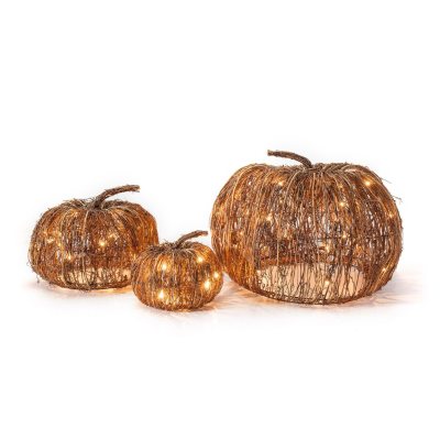 Member's Mark 3-Piece Pre-Lit Grapevine Pumpkin Set - Sam's Club